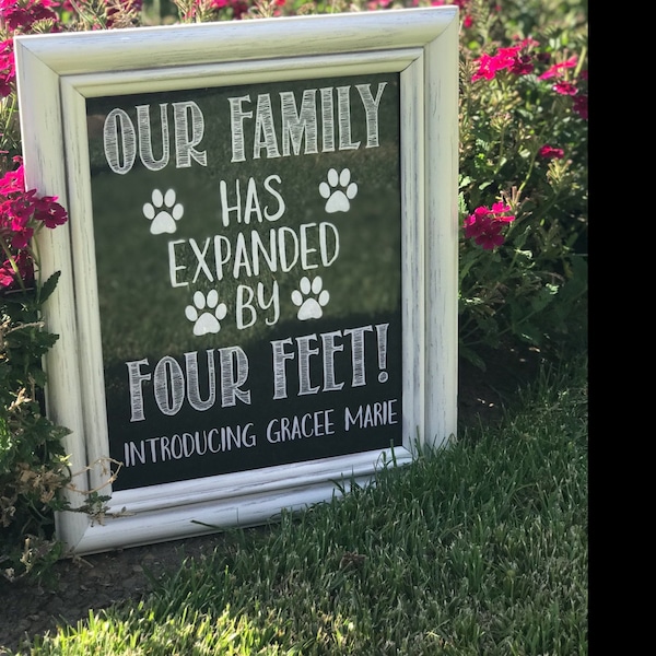 New Puppy Announcement Personalized Chalkboard, New Dog Poster ...