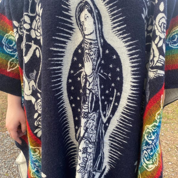 Alpaca Handmade Poncho Kokopelli God Pattern Made for Cold Weather and ...