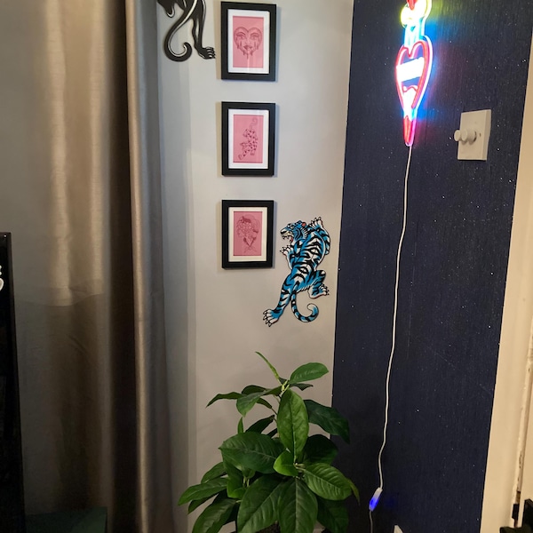 Blue Crawling Tiger Wall Art - Etsy