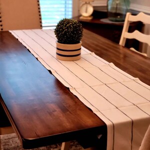 Gray & White Striped Table Runner Farmhouse Table Runner | Etsy