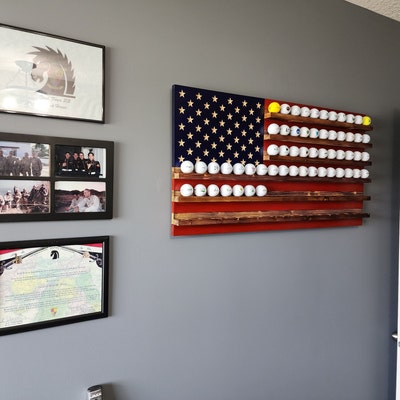 American Golf Ball Wooden Flag Display, Holds 87 Balls - Etsy