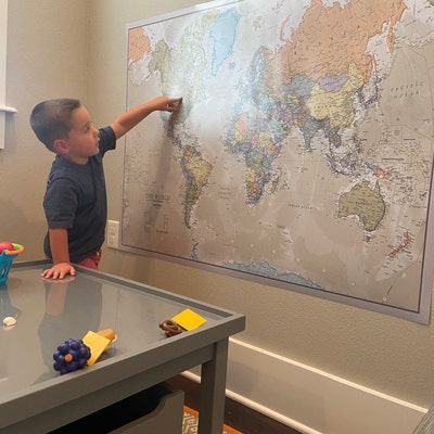 Classic World Map Home Decor, Living Room, Bedroom, Wall Art, Vintage ...