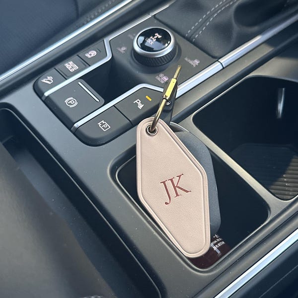 Embossed Diamond Leather Keychain (initials) - Modern Key Rings, Custom ...