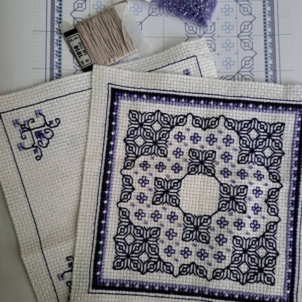 Compass Blackwork - 4 of 4 in a Series Blackwork Biscornu Pattern Downloadable - Etsy