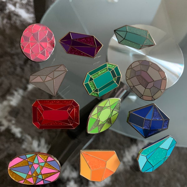 Birthstone Pin - Birthday Badge - Gemstone Pin - Hard Enamel Pin ...