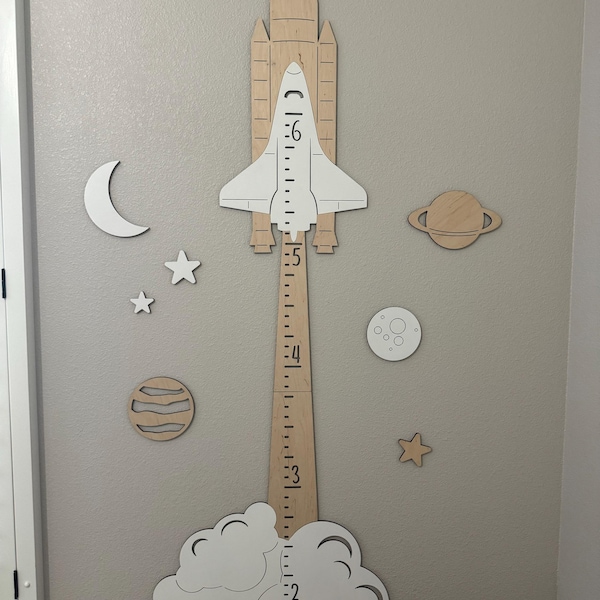 Personalized Space Themed Growth Chart Wooden Growth Chart Rocket Ship ...