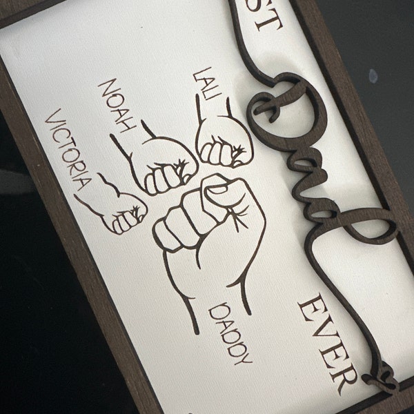 Personalized Father's Day Gift, Fist Bump, Dad and Kids Framed Sign ...