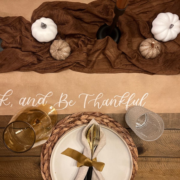 Brown Paper Table Runner for Holidays - Handlettered Kraft Paper ...
