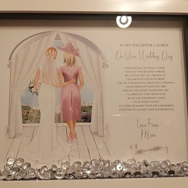 Mother of the Bride Wedding Day Poem Framed Print, Personalised Wedding ...