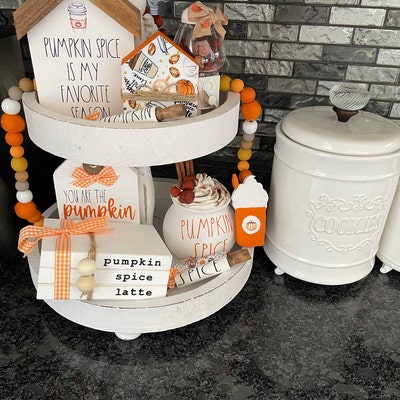 Pumpkin Spice Tiered Tray Decor Bundle Pumpkin Spice Latte Tray Bundle ...
