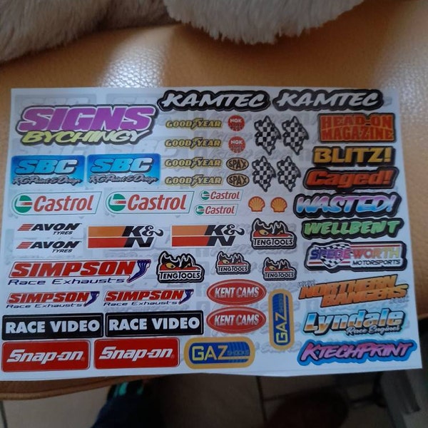 Rc Racing 1/12 A5 Filler Sheet Stickers Mardave Kamtec Decal Stock Car ...