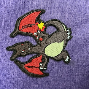 Shiny Charizard Iron on Patch Metallic Embroidered. Pokemon Patch. - Etsy