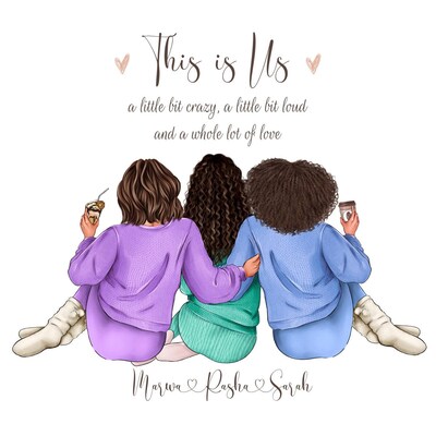 Best Friends Personalized Print, Custom 3 Friend Prints, Three Best ...