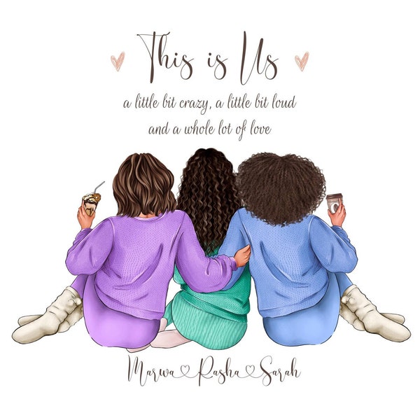 Best Friends Personalized Print, Custom 3 Friend Prints, Three Best ...