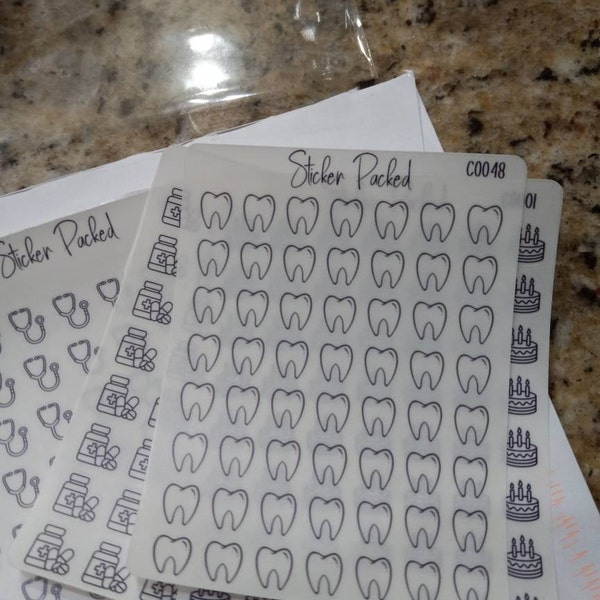 Tooth Planner Stickers Dentist Planner Stickers Teeth Stickers for ...