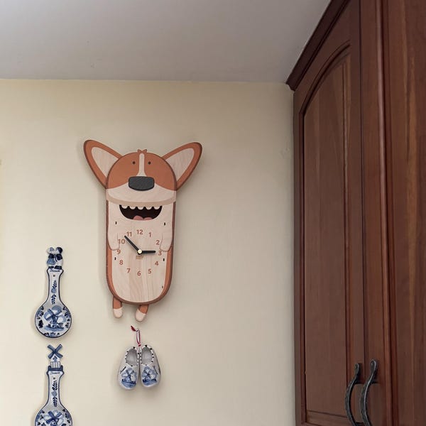 Corgi Pendulum Clock | Corgi Clock | Pembroke Corgi | Gift for Corgi ...