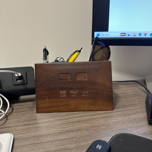 Personalized Premium Walnut Desk Organizer With Multi-compartments ...