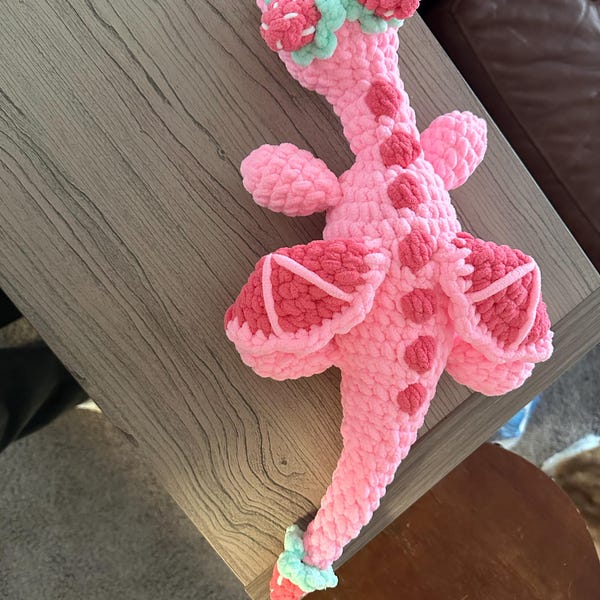 Crochet Strawberry Dragon Plushie, Strawberry Dragon, Dragon Plush ...