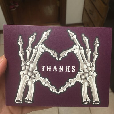 NOVA Skeleton Heart Thank You Card Template, Skeleton Hands Thank You ...