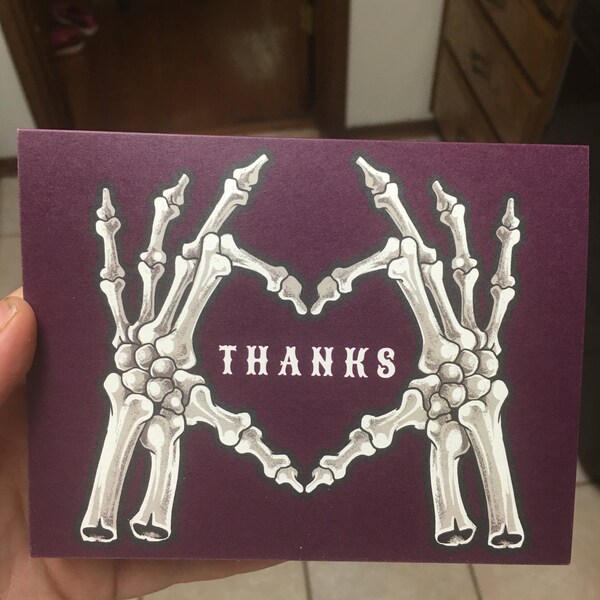 NOVA Skeleton Heart Thank You Card Template, Skeleton Hands Thank You ...