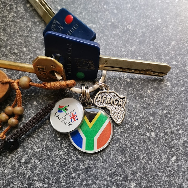South African Keyring, South Africa Flag Keyring, Africa Map Bag Charm ...