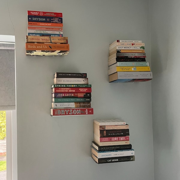 4 or 6 Galleksa Invisible Floating Metal Hidden Bookshelves Wall ...