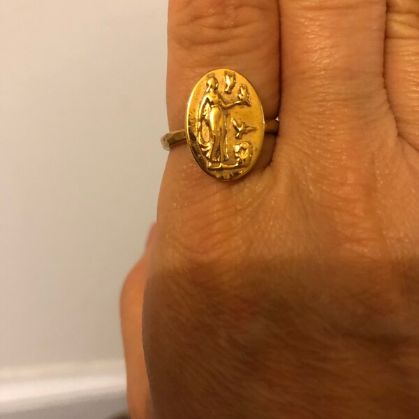 Intaglio Angel With Wings Roman Coin Sterling Silver Ring | 24k Gold ...