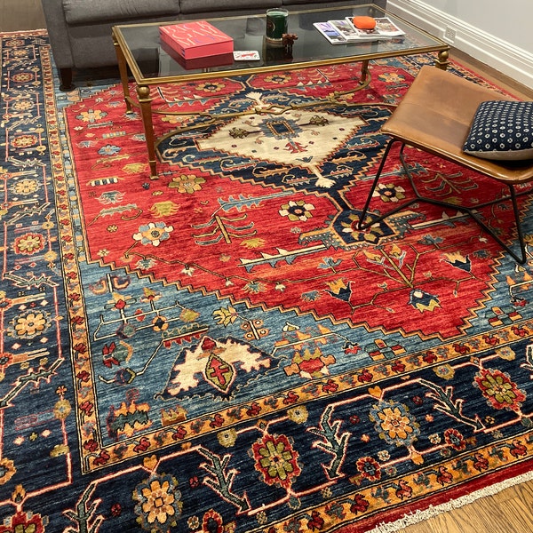 12x15 Bird Gray Area Rug, Large Hand Knotted Natural Dye Wool Oriental ...