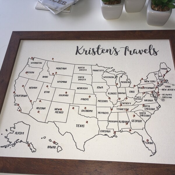 Push Pin Map, Personalized Travel Map, USA, United States, Second ...