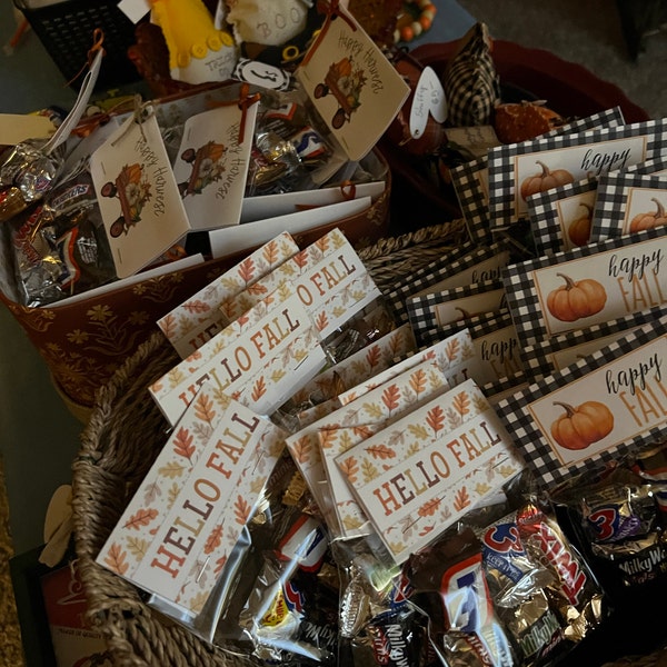 Happy Fall Bag Toppers, Fall Treats, Treat Bag Toppers, Printable Candy ...