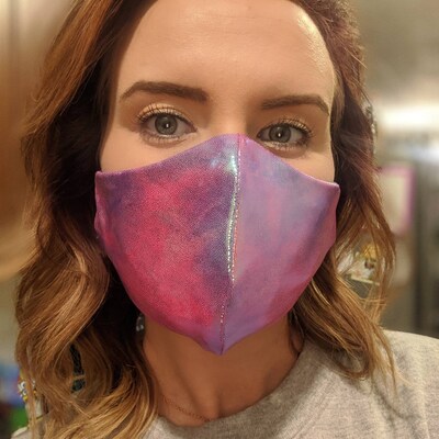Iridescent 2 Pack Face Mask Fitted 3 Layer Iridescent Mask Handmade ...