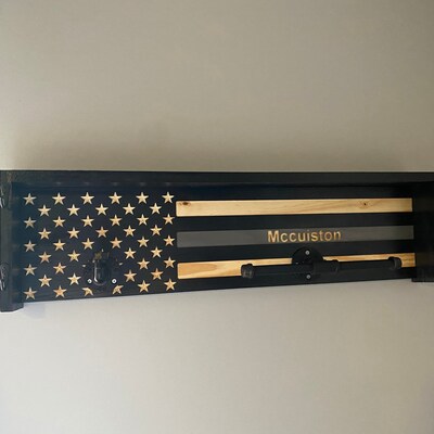 Engraved Personalized Police Gear Rack Thin Blue Line Galvanized Steel ...