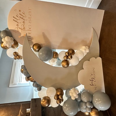 6ft Over the Moon and Clouds Template Backdrop Decorations With Stand ...