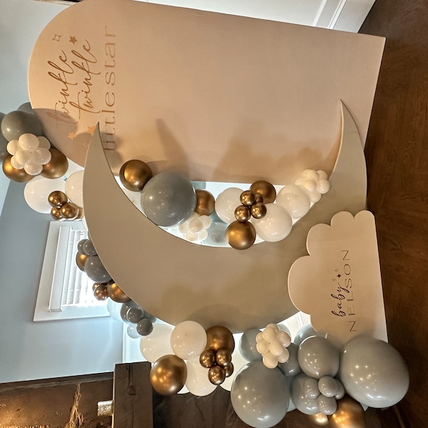 6ft Over the Moon and Clouds Template Backdrop Decorations With Stand ...