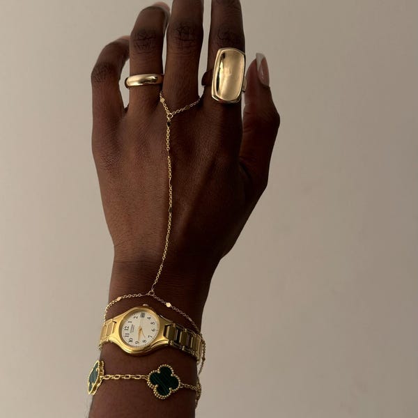 Gold Hand Chain, Dainty 18k Gold Plated Hand Chain | Gold Hand Chain ...