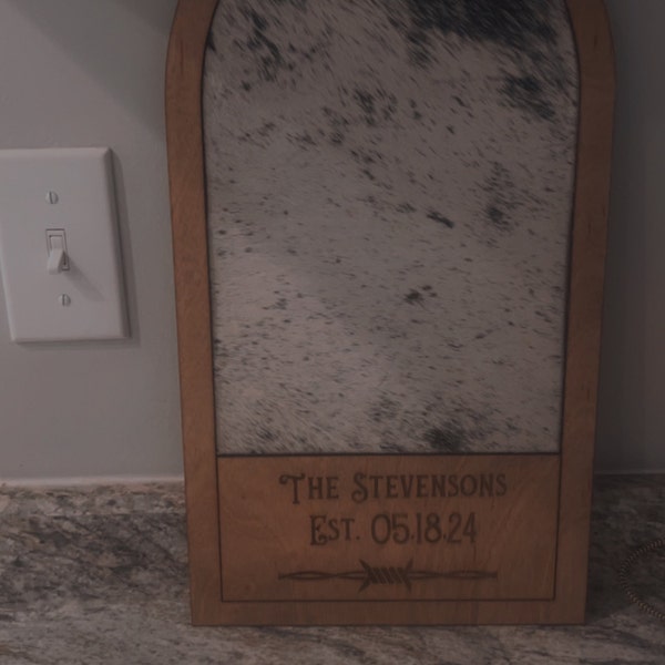 Branding Cowhide Arch Framed Sign | 18 3/4” Fully Customizable Cowhide ...