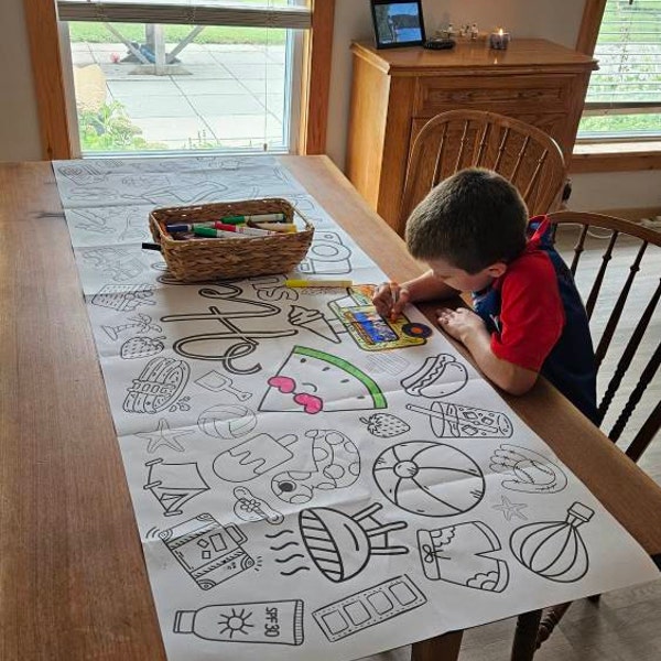 Birthday Party Giant Coloring Doodle Poster Paper Table Runner Birthday ...