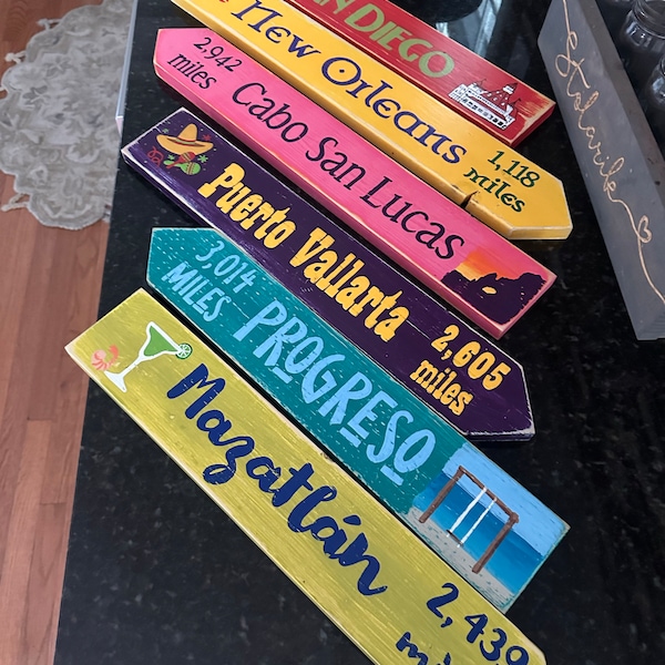 Hand Painted Distressed Wooden Directional Signs, Fantasy Directional ...