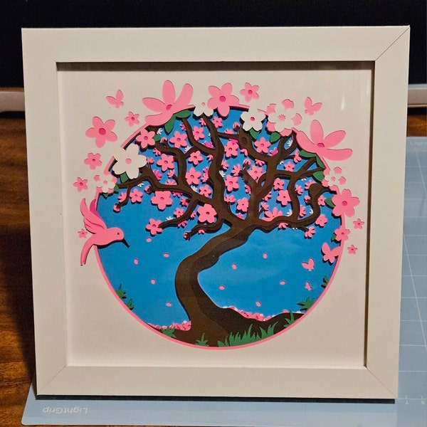 3D Cherry Blossom Shadow Box, Spring Shadow Box, Japanese Cherry Tree, Floral Layered Paper Art ...