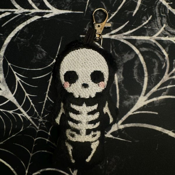 Skeleton Squishy Keychains Halloween Skull Mini Plush Keychain for ...