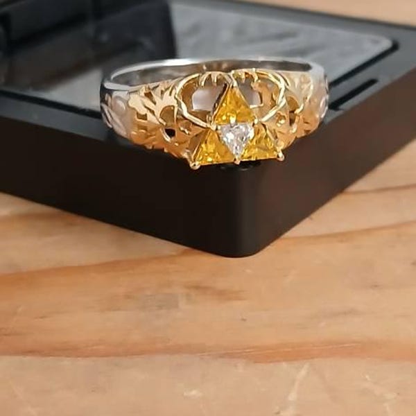 Two Tone Triforce Ring, Unique Zelda Inspired Ring, 925 Sterling Silver ...