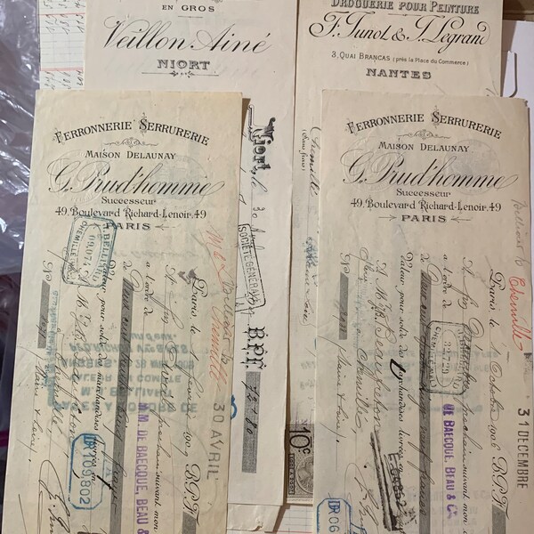 12 Vintage 1930s Invoice Ledger Statement Pages Papers Junk Journal ...