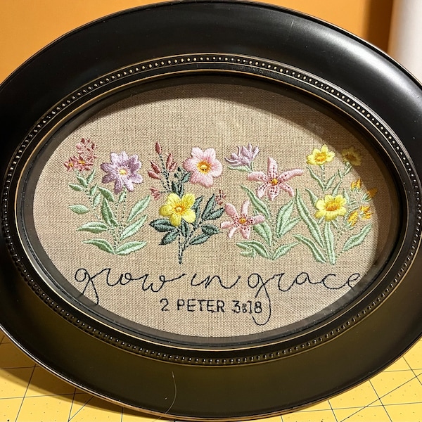Grow in Grace Embroidery Design, Flowers Embroidery File, 3 Sizes ...