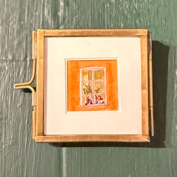 Handmade Square Mini Brass Frame With Floating Glass With White Picture ...