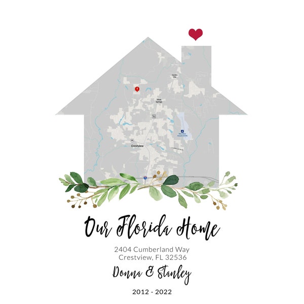 New Home Gift, Housewarming Gift for Couple, New House Map, First Home ...