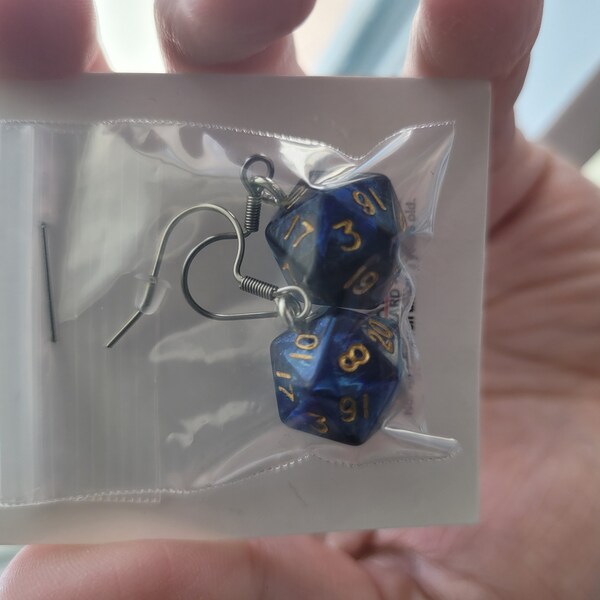 Mini D20 Dice Earrings / Swirl - Glow in the Dark - Glitter / 10mm ...