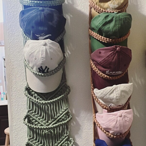 Handmade Macrame Baseball Cap Holder: Wall Hat Rack Organizer - Etsy