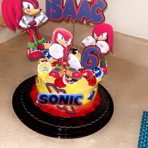 Sonic Birthday Cake Topper, Shadow, Knuckles, Tails, Cardstock Decor - Etsy