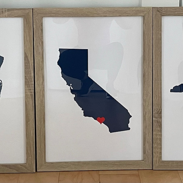 3 State Prints, State Wall Art, States Map Art, Set of Three State ...