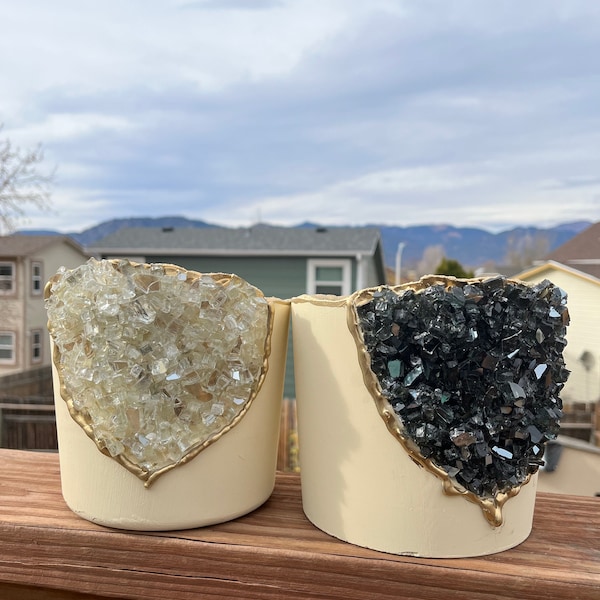 6 Inch Geode Pot - Concrete Pot - Hand Painted Pot - Stone Pot ...